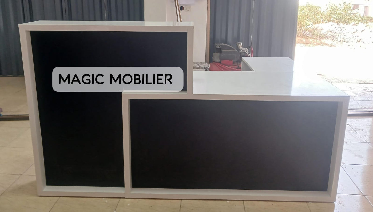 COMPTOIR DE RECEPTION EN BOIS AVEC RETOUR ET CAISSON Réf.A0812 – Magic ...